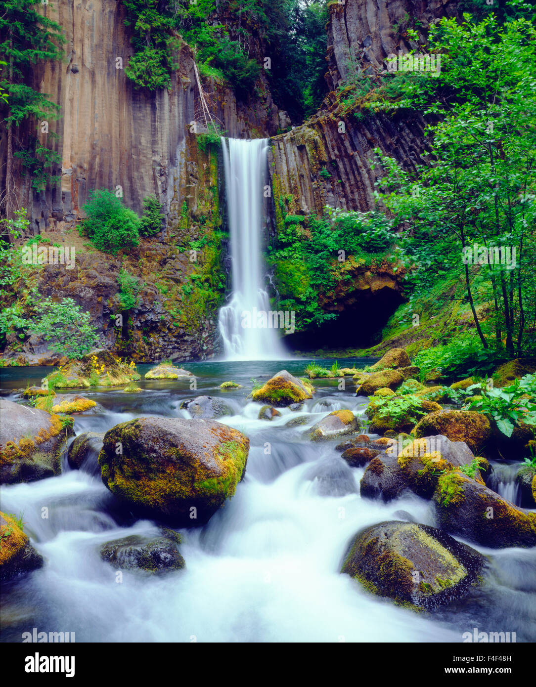 USA, Oregon, Toketee Waterfall and Basalt Formation. Credit as ...