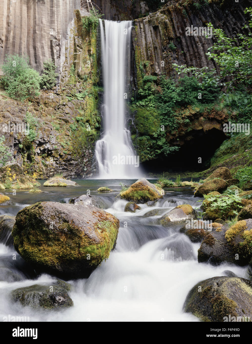 Oregon, Toketee Falls and basalt rock formations on the North Umpqua ...