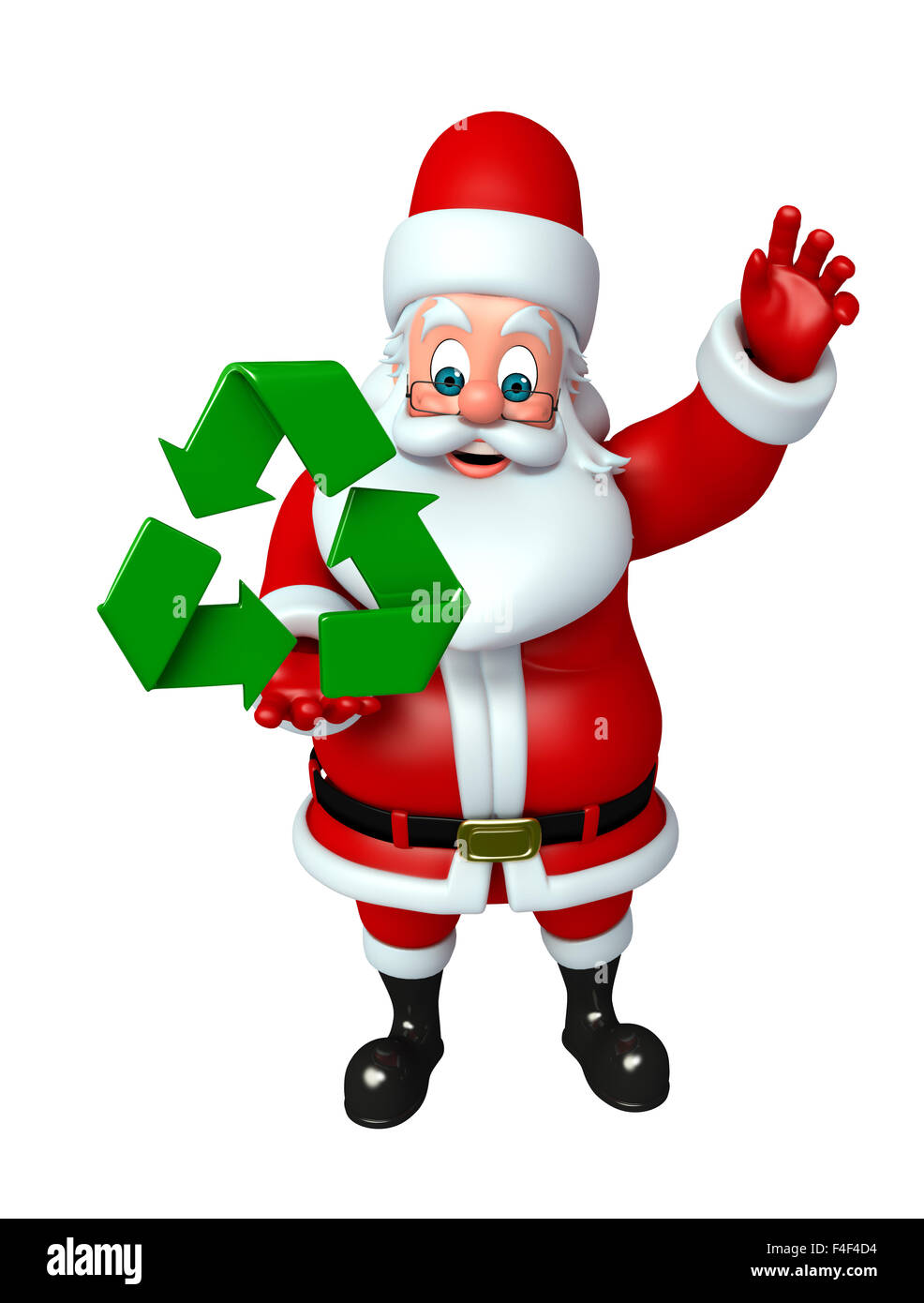 3d rendered illustration of santa claus with recycling icon Stock Photo ...