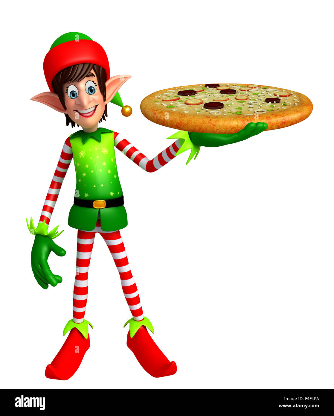 3d rendered illustration of elves with pizza Stock Photo - Alamy