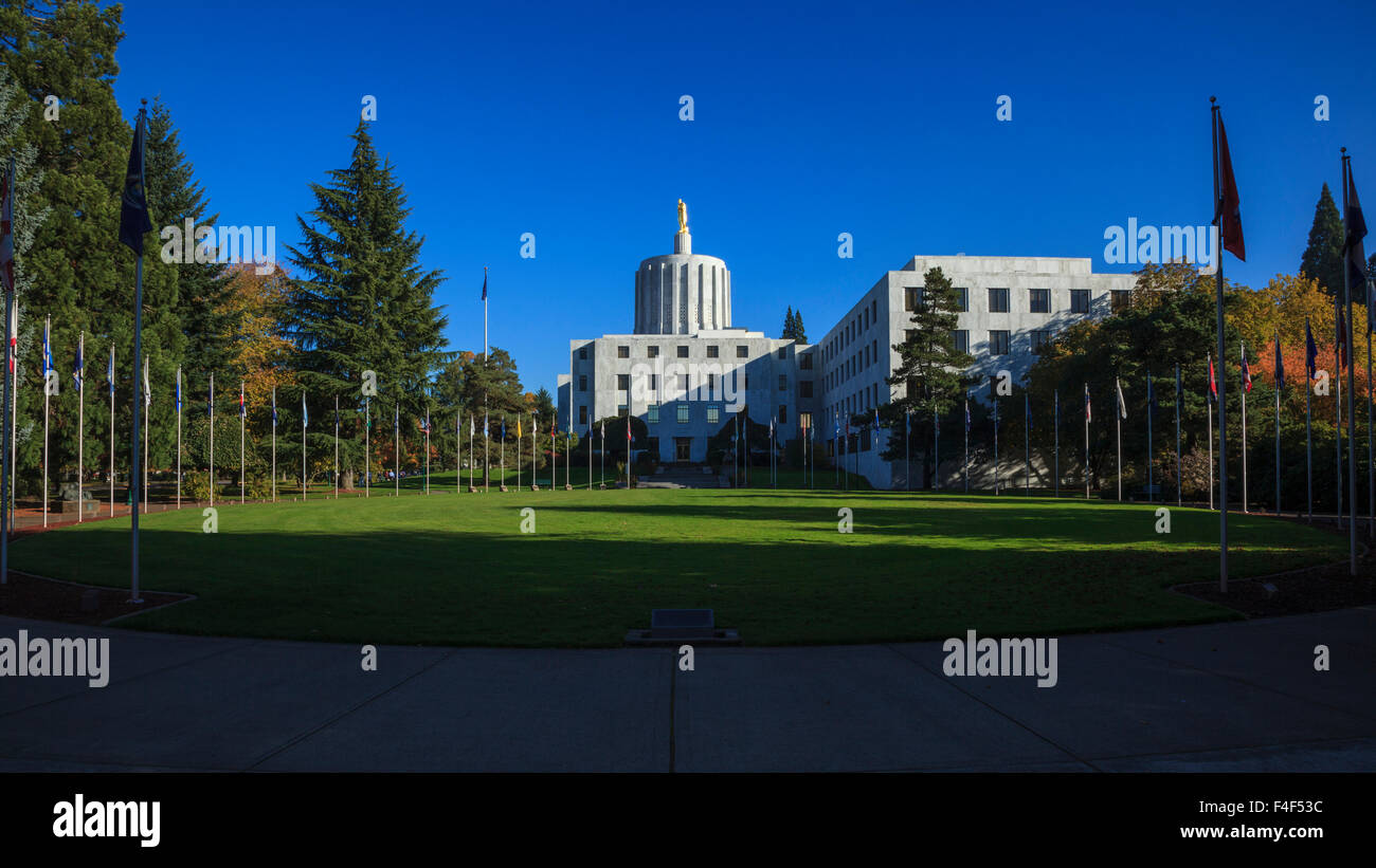 USA, Oregon, Salem, Walk of the Flags at State Capitol State Park Stock ...