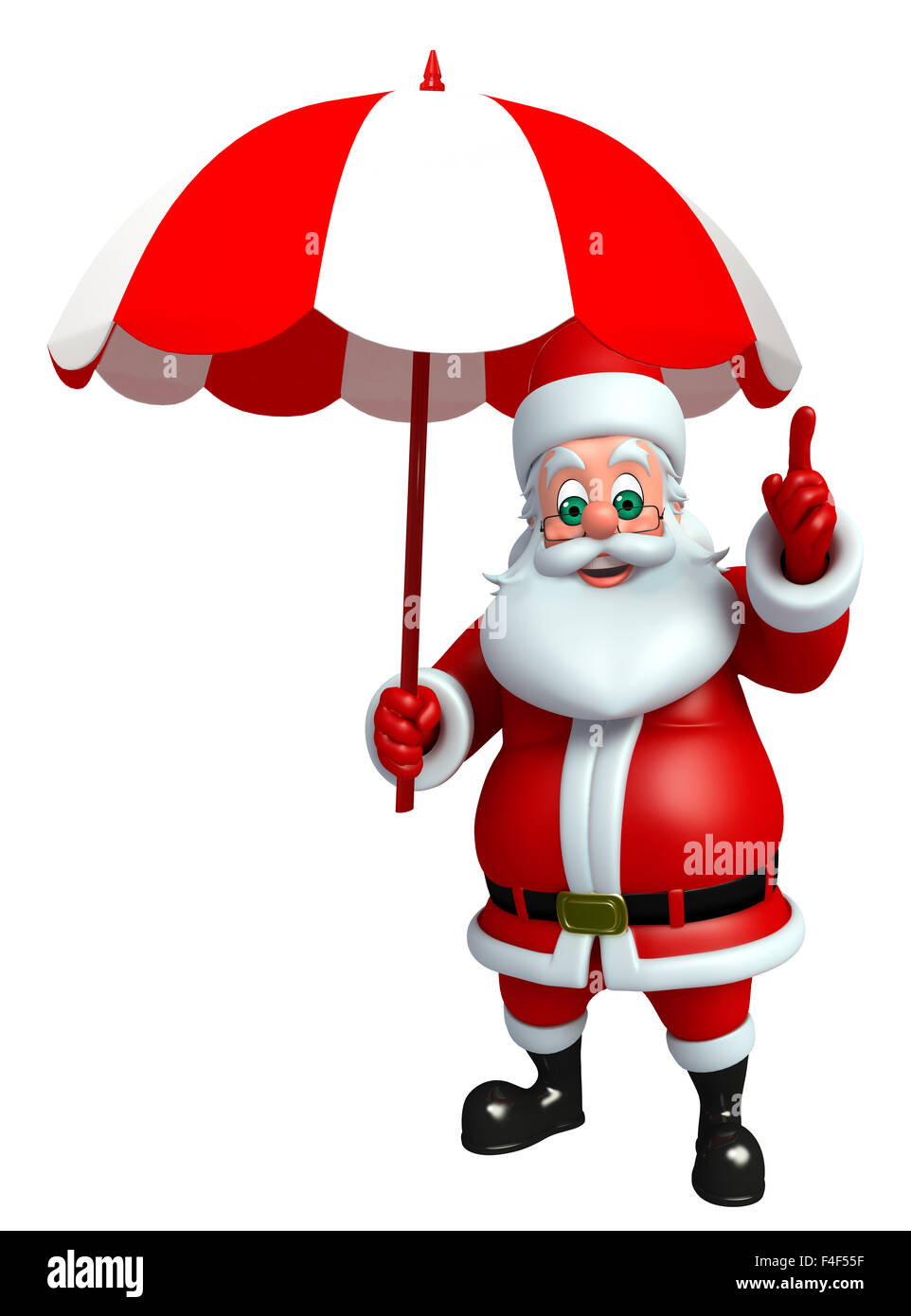 3d rendered illustration of santa claus with umbrella Stock Photo - Alamy