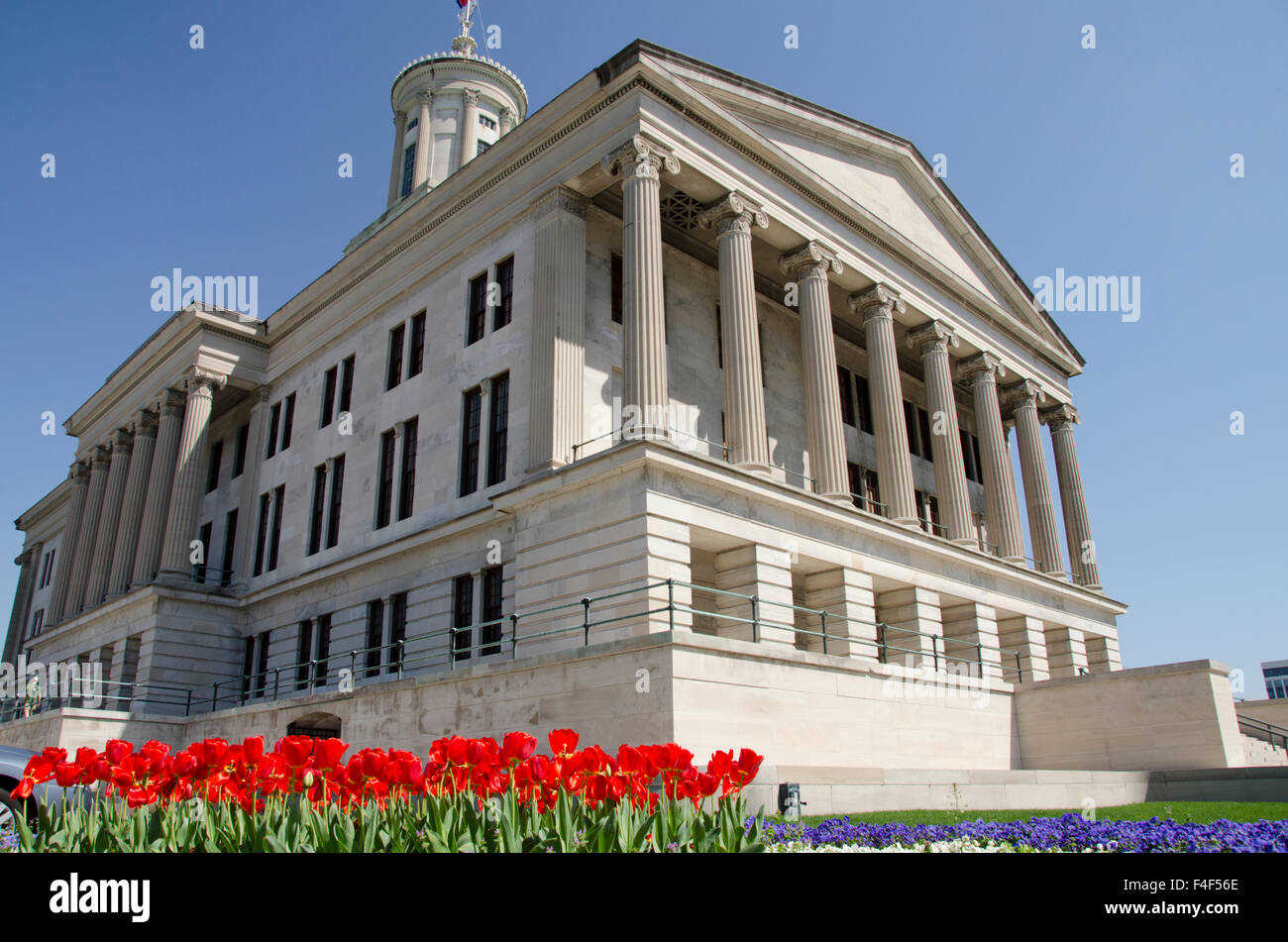 Tennessee, Nashville. Historic Tennessee State Capitol building, circa ...