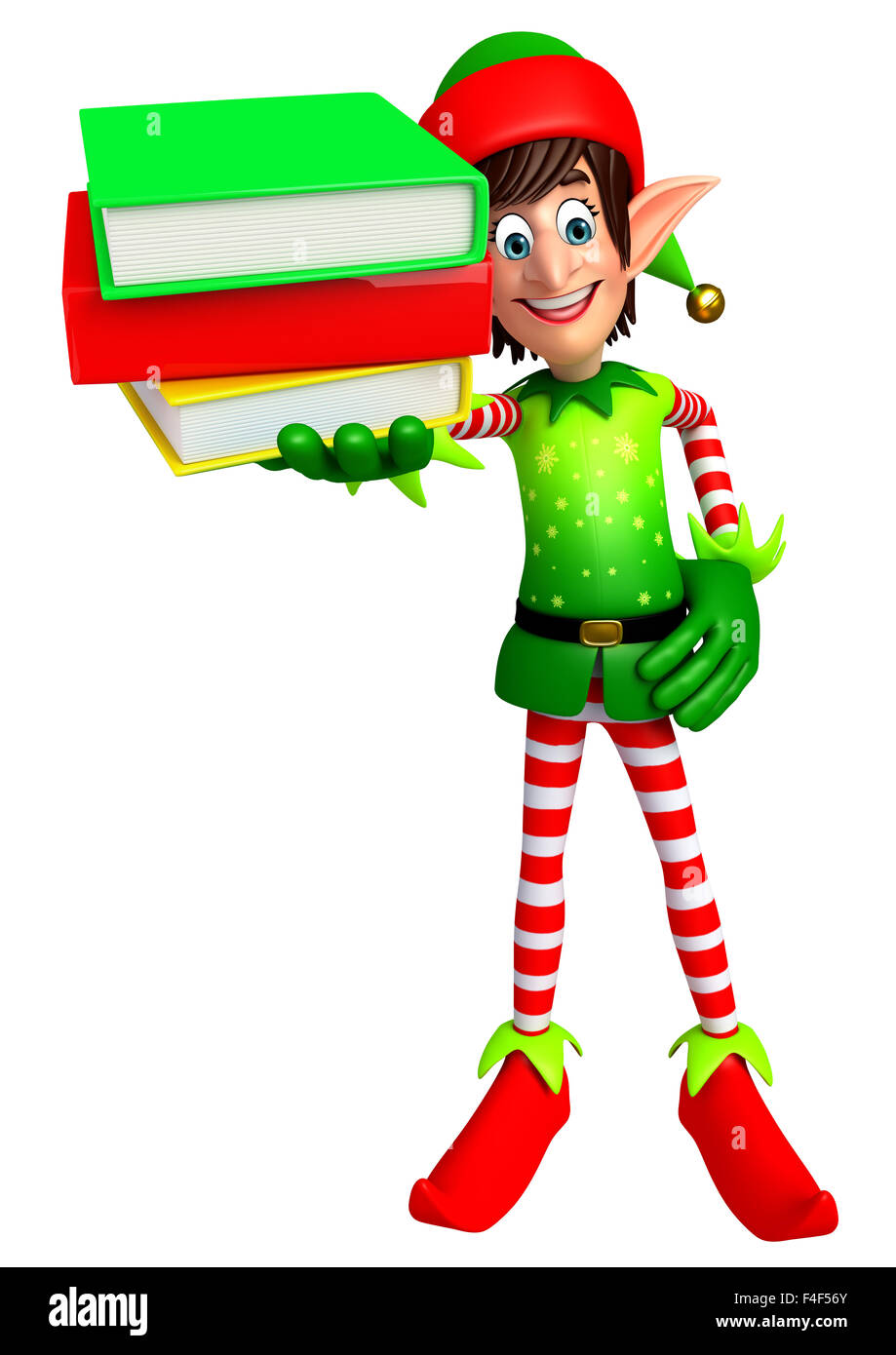 3d rendered illustration of elves with books pile Stock Photo - Alamy
