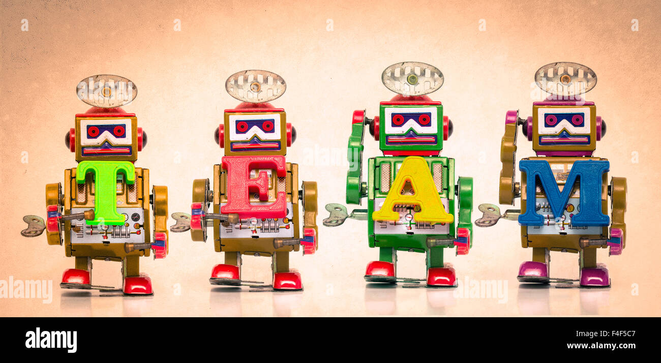 team of robot toys Stock Photo - Alamy