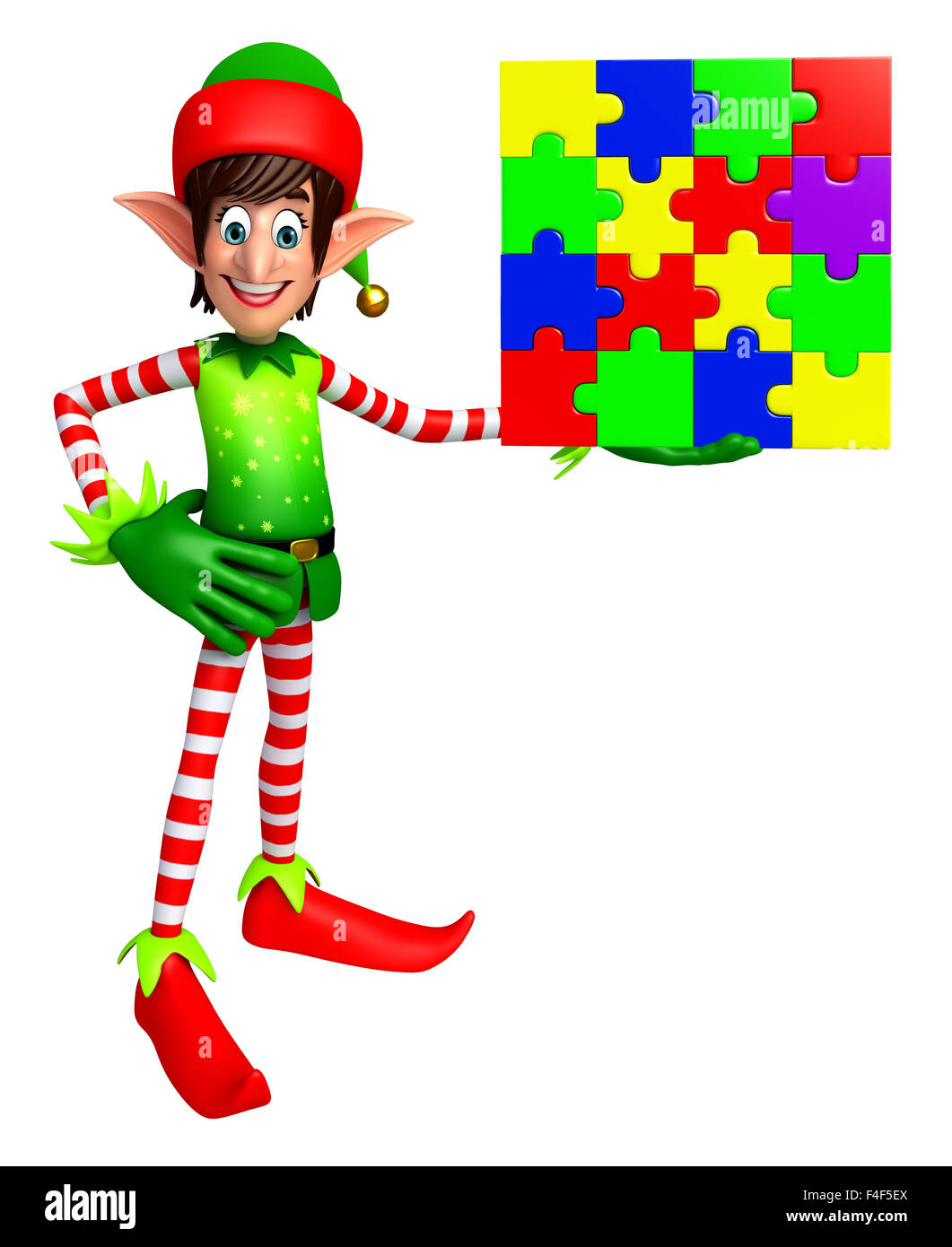 3d rendered illustration of elves with puzzle Stock Photo - Alamy