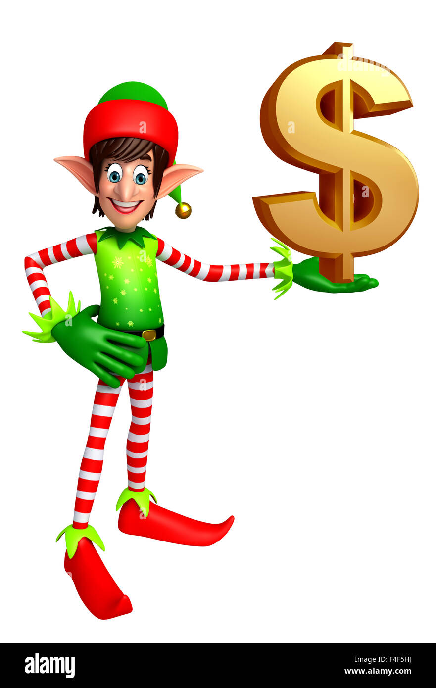 3d rendered illustration of elves with dollar Stock Photo - Alamy