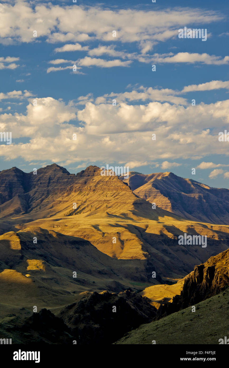 Several small mountain ranges rise above the Imnaha River Canyon, a ...