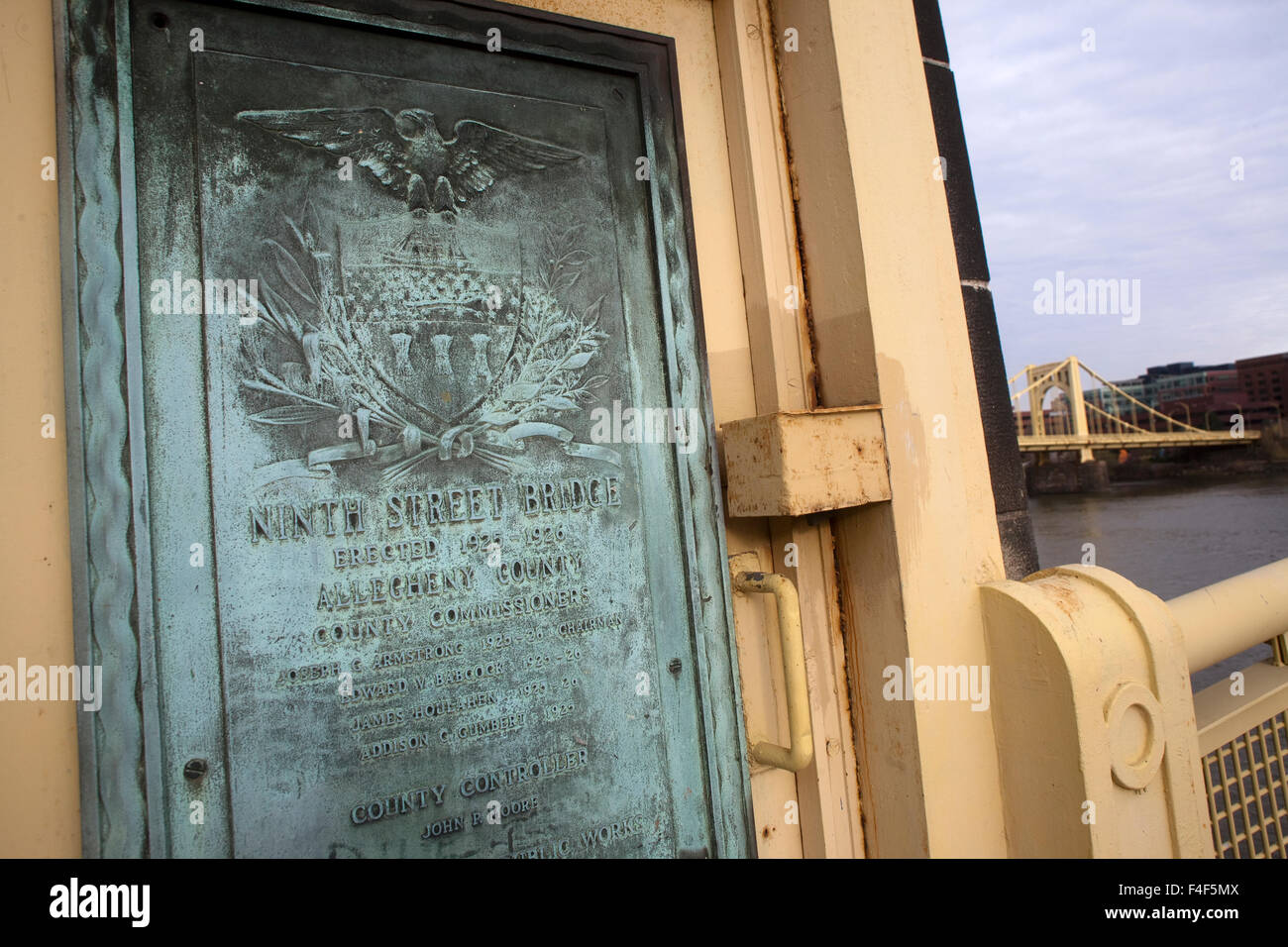 Bronze historical marker identifies one of many bridges over the ...