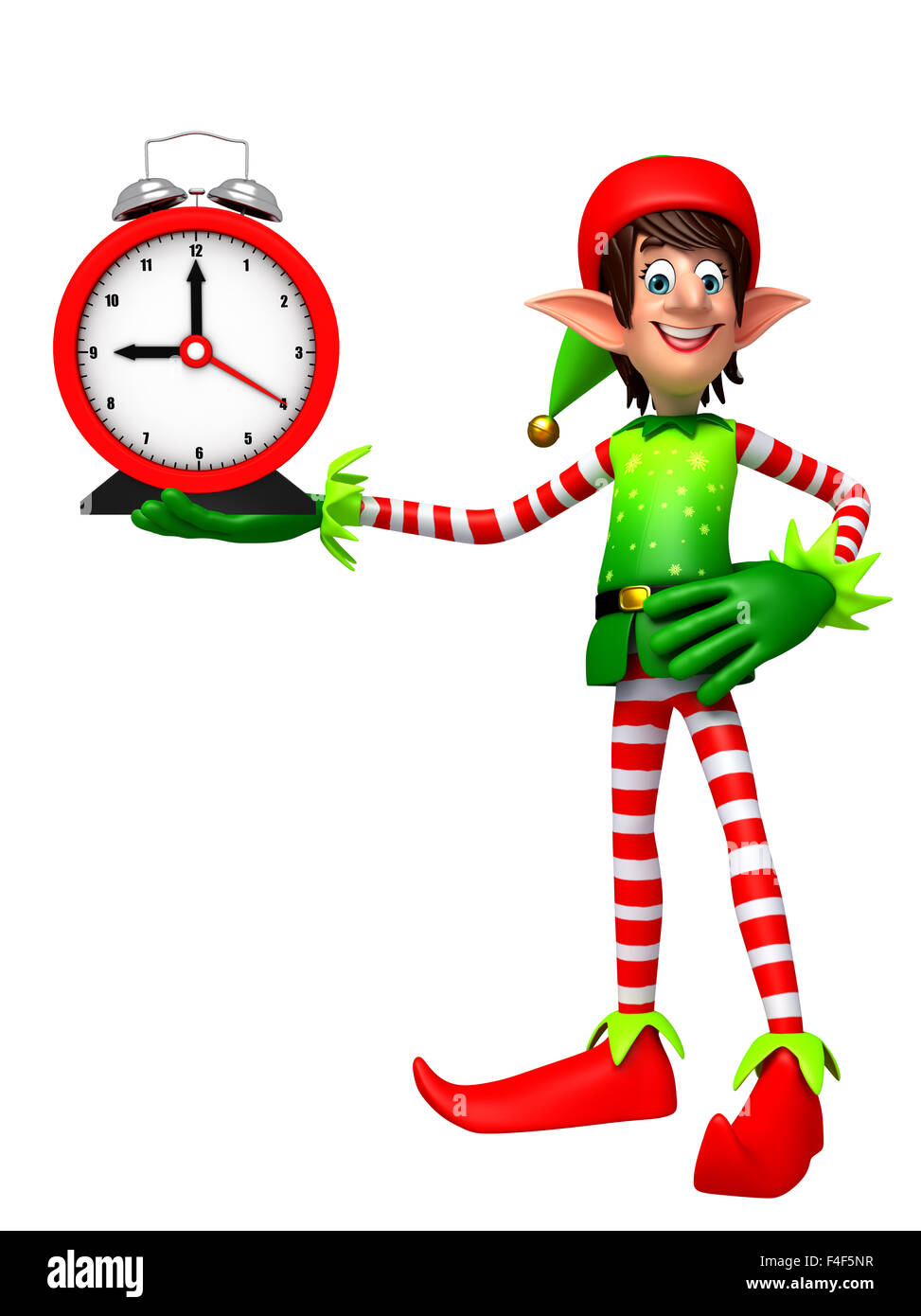 3d rendered illustration of elves with clock Stock Photo - Alamy