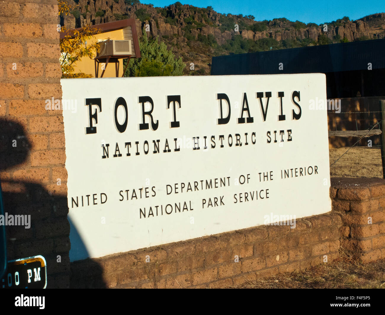USA, Fort Davis National Historic Site, Texas, Monument Sign Stock ...