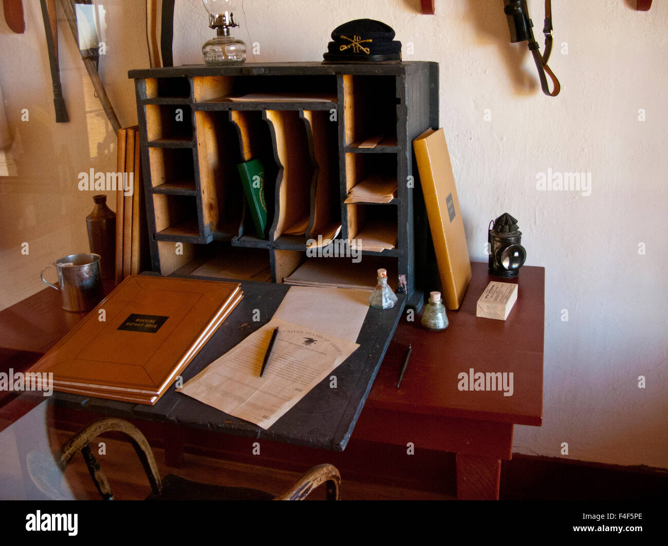 USA, Fort Davis National Historic Site, Texas, Restored Orderly Room ...