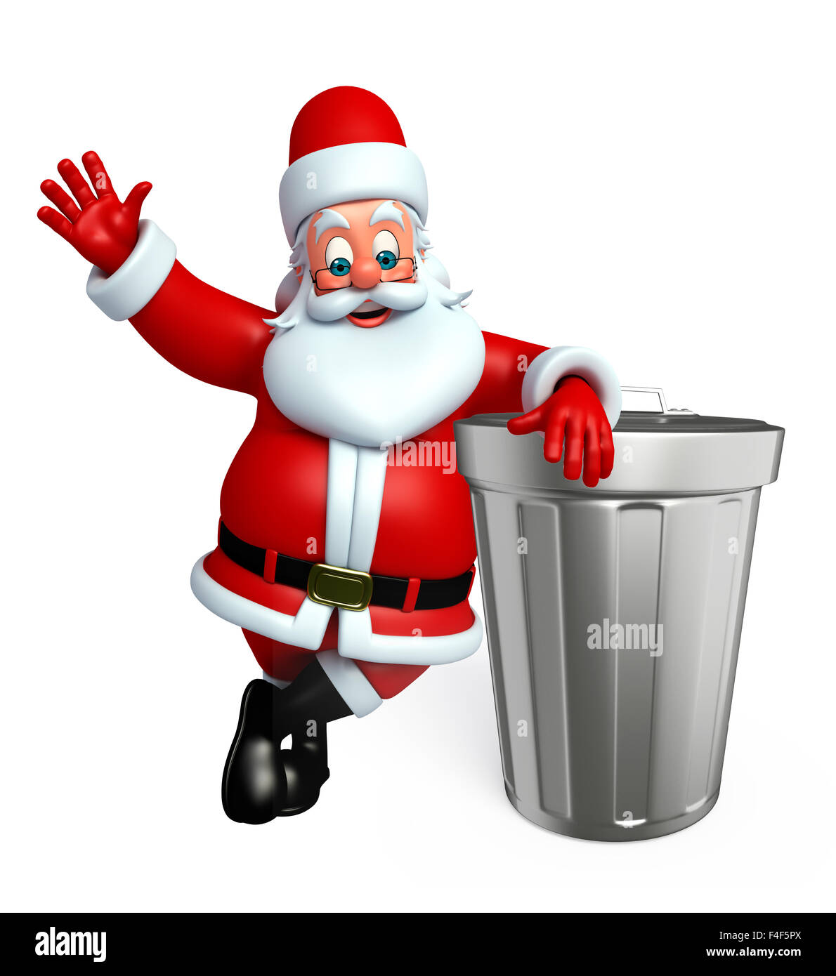 3d rendered illustration of santa claus with dust bin Stock Photo - Alamy