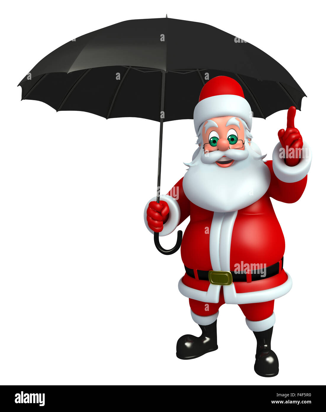 3d rendered illustration of santa claus with umbrella Stock Photo - Alamy
