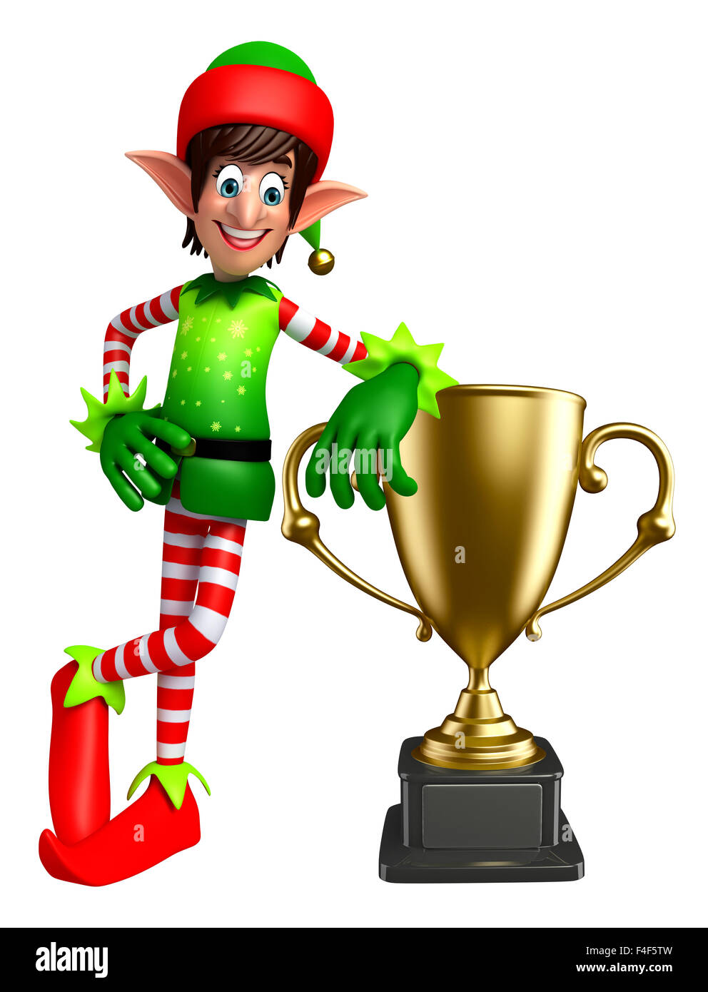 3d rendered illustration of elves with trophy Stock Photo - Alamy