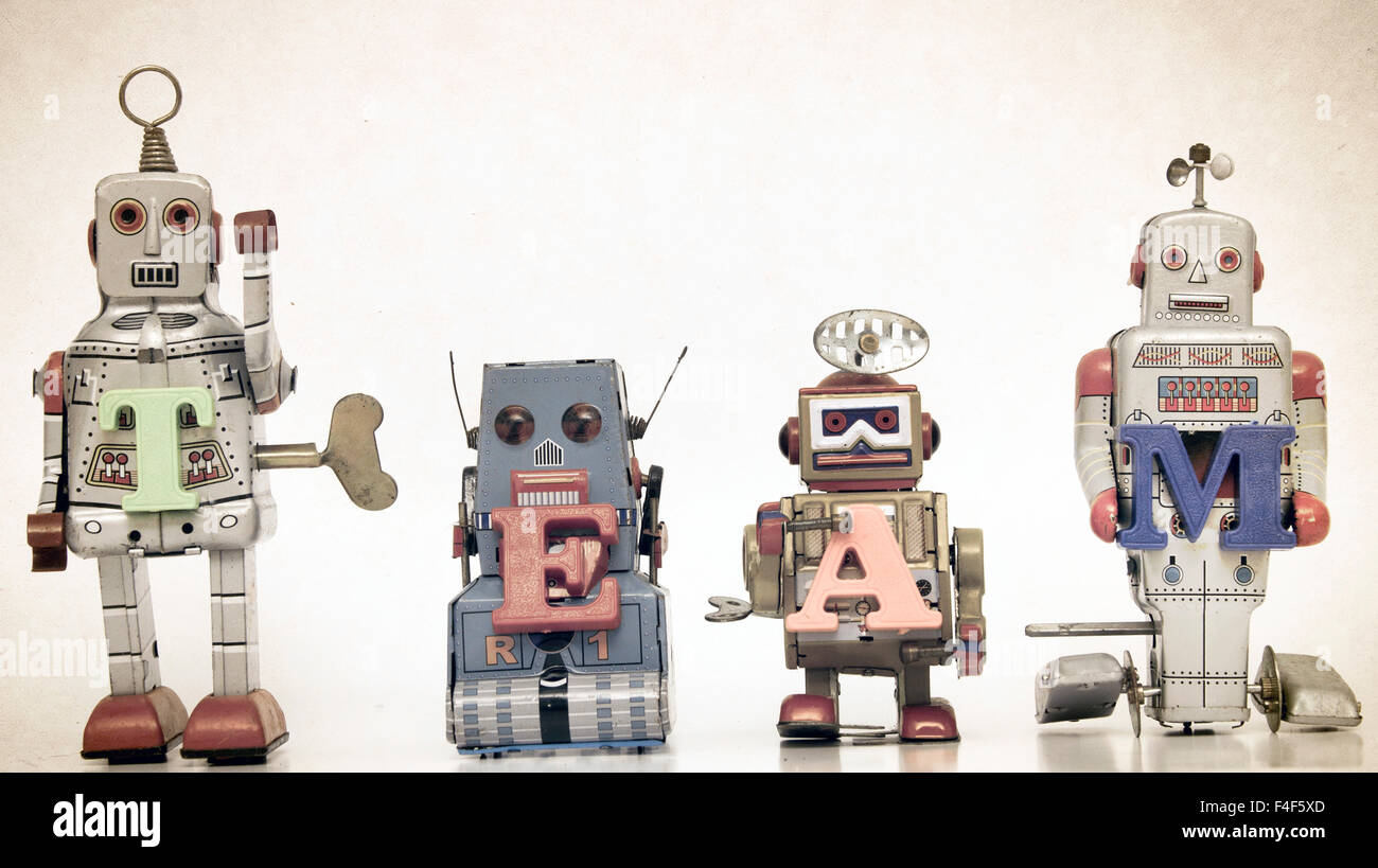 team of robot toys Stock Photo - Alamy
