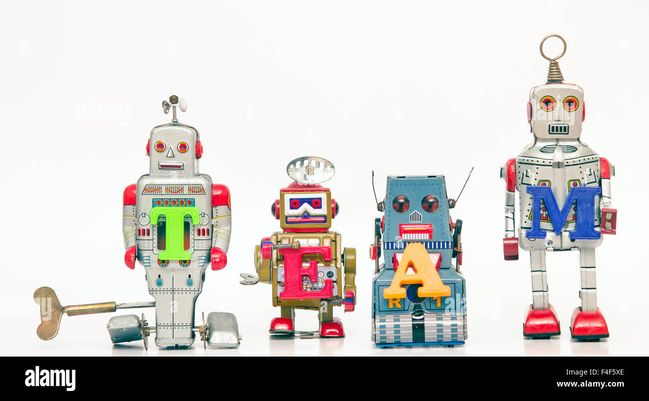 team of robot toys Stock Photo - Alamy