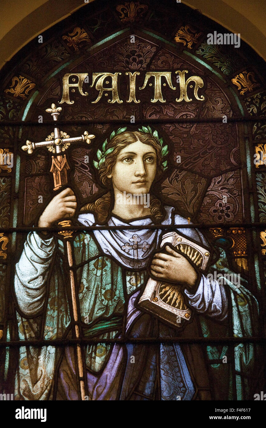 Stained glass window of Smithfield United Church of Christ, the oldest ...