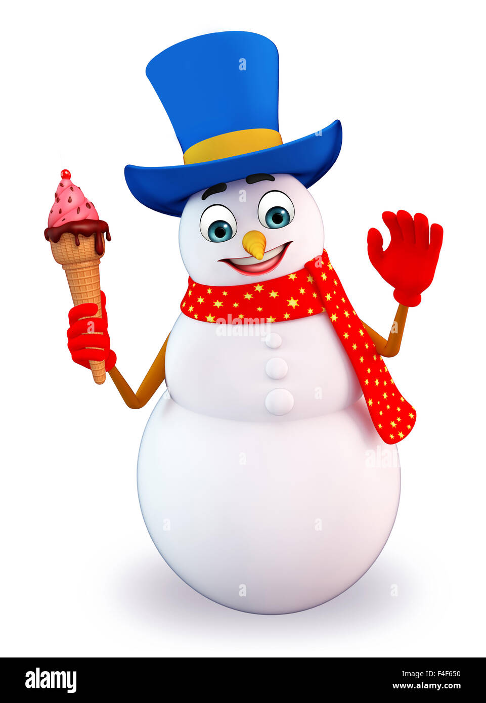 3d rendered illustration of snowman with icecream Stock Photo - Alamy