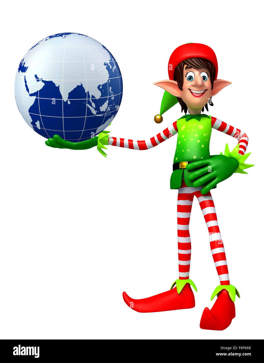 3d rendered illustration of elves with globe Stock Photo - Alamy