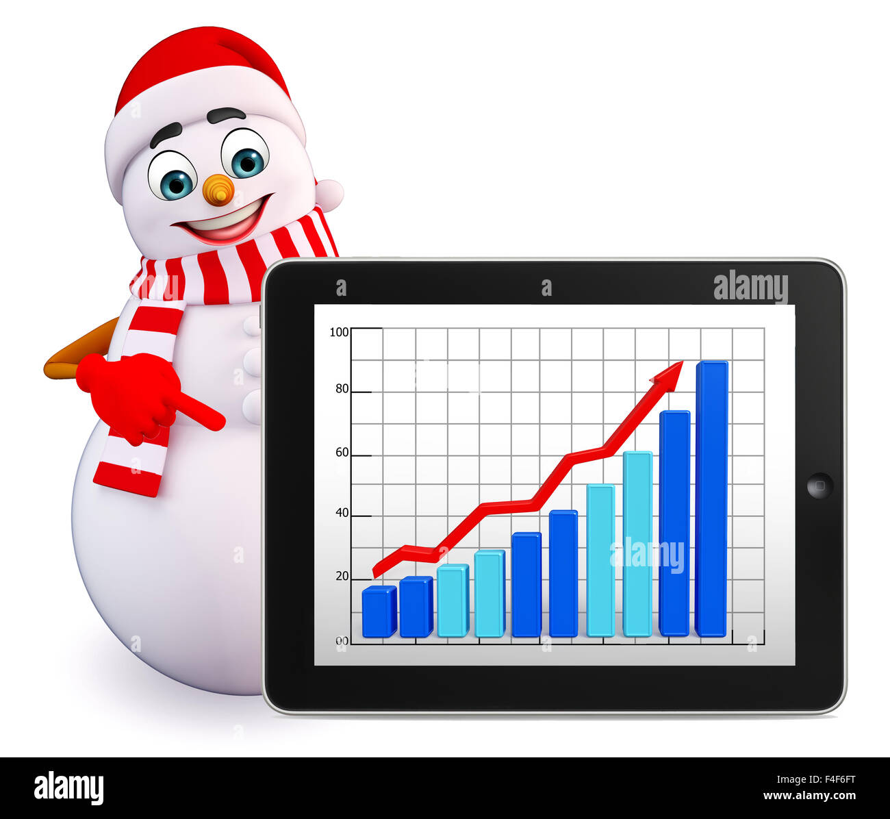 3d rendered illustration of snowman with business graph Stock Photo - Alamy