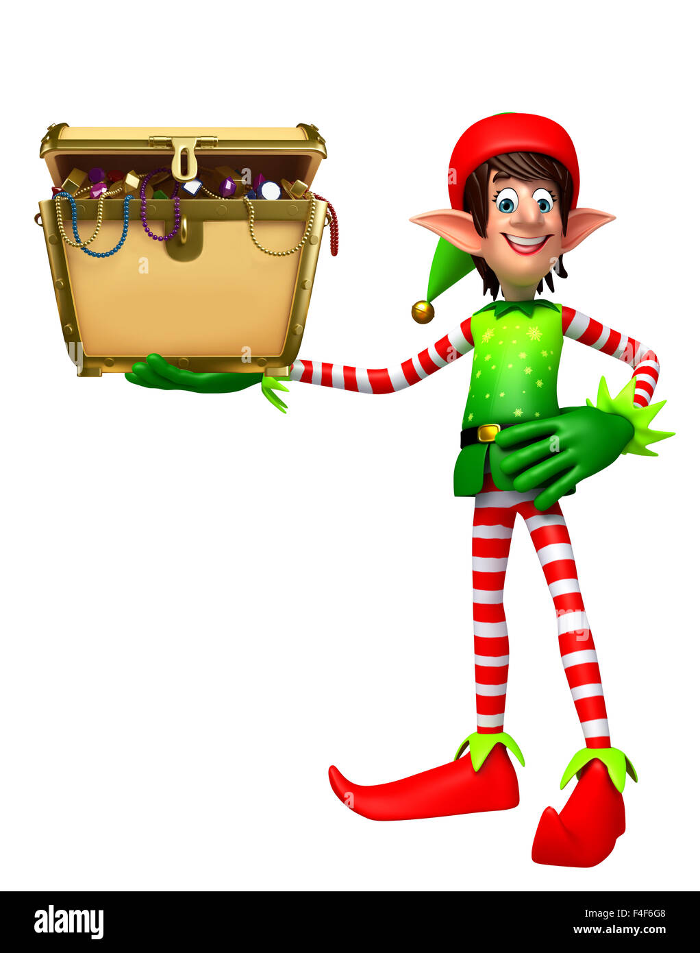 3d rendered illustration of elves with treasury box Stock Photo - Alamy