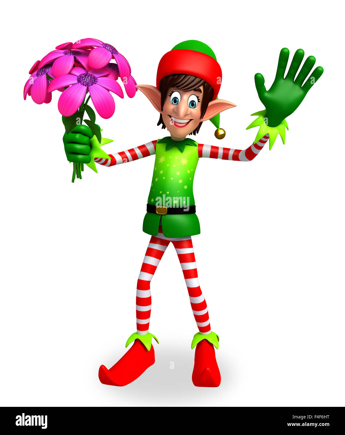 3d rendered illustration of elves with flowers Stock Photo - Alamy