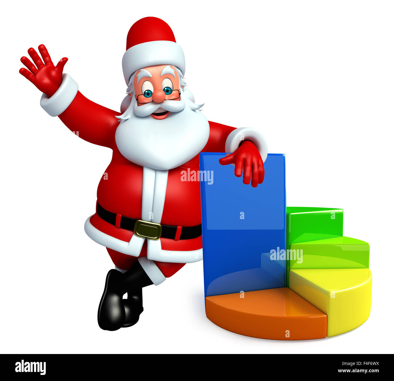 3d rendered illustration of santa claus with business graph Stock Photo ...
