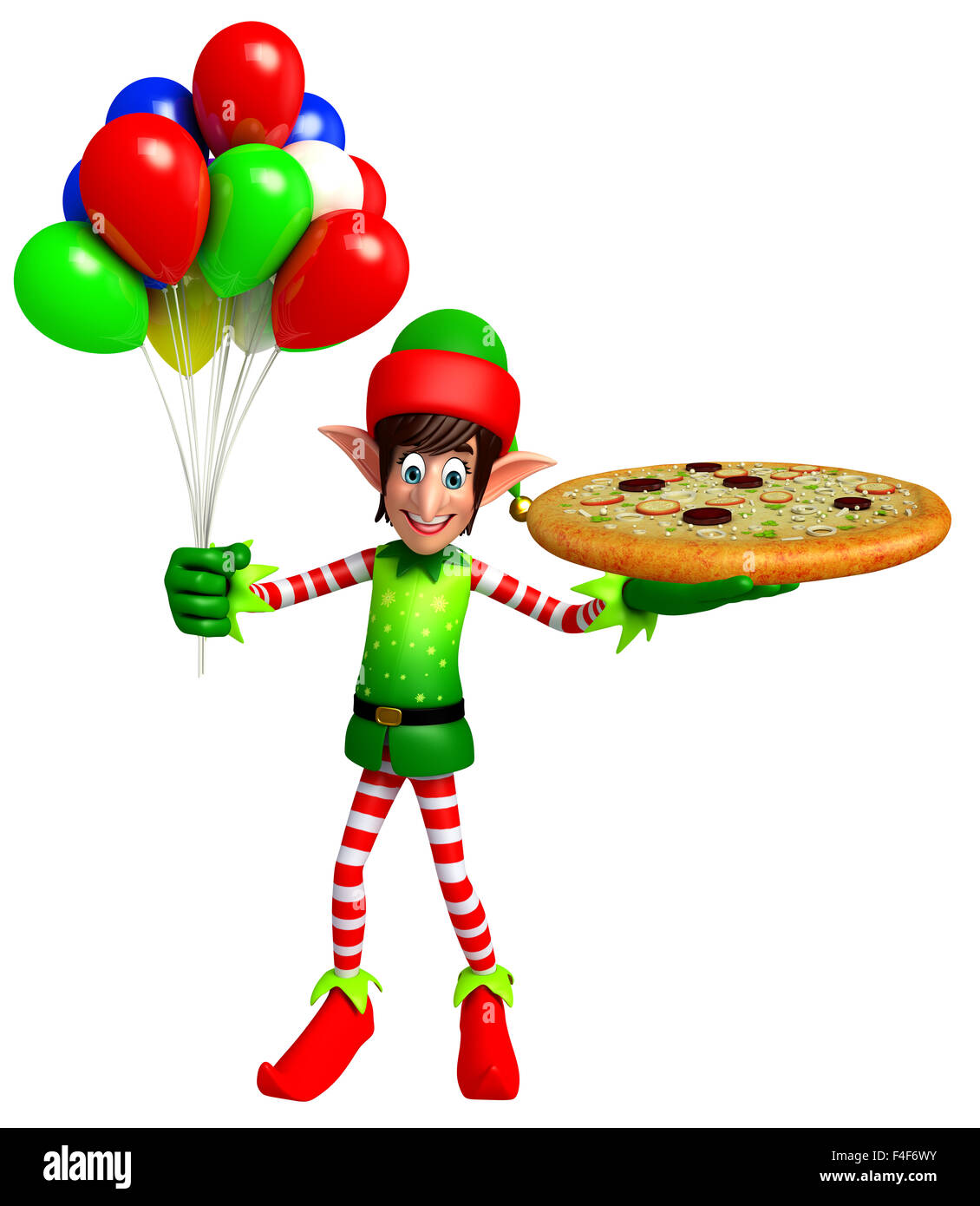 3d rendered illustration of elves with pizza Stock Photo - Alamy