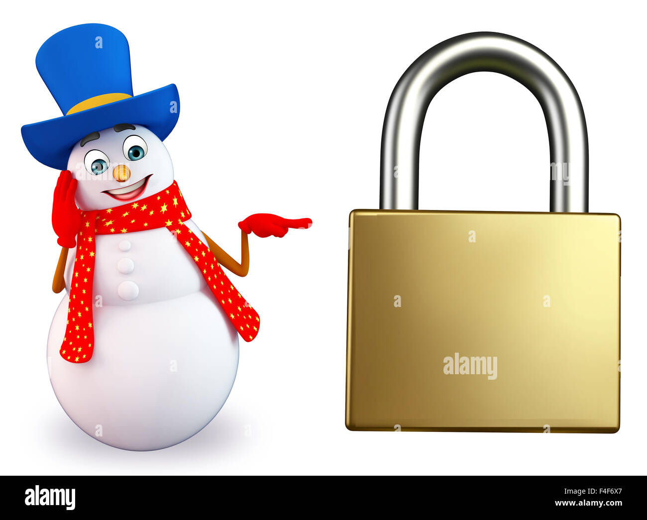 3d rendered illustration of snowman with lock Stock Photo - Alamy