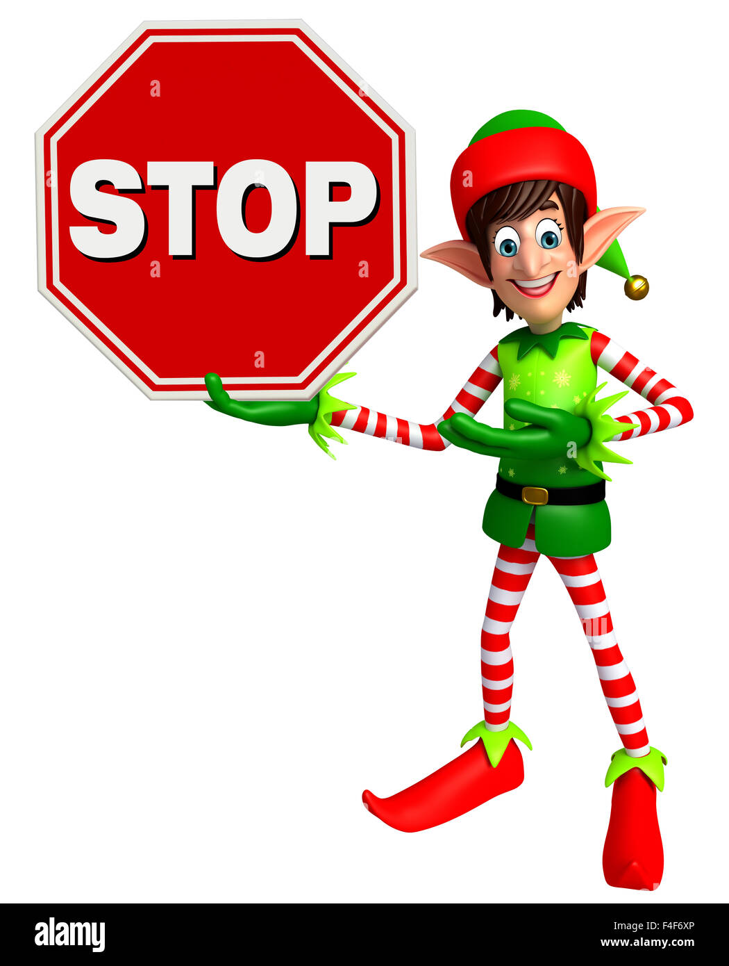 3d rendered illustration of elves with stop sign Stock Photo - Alamy