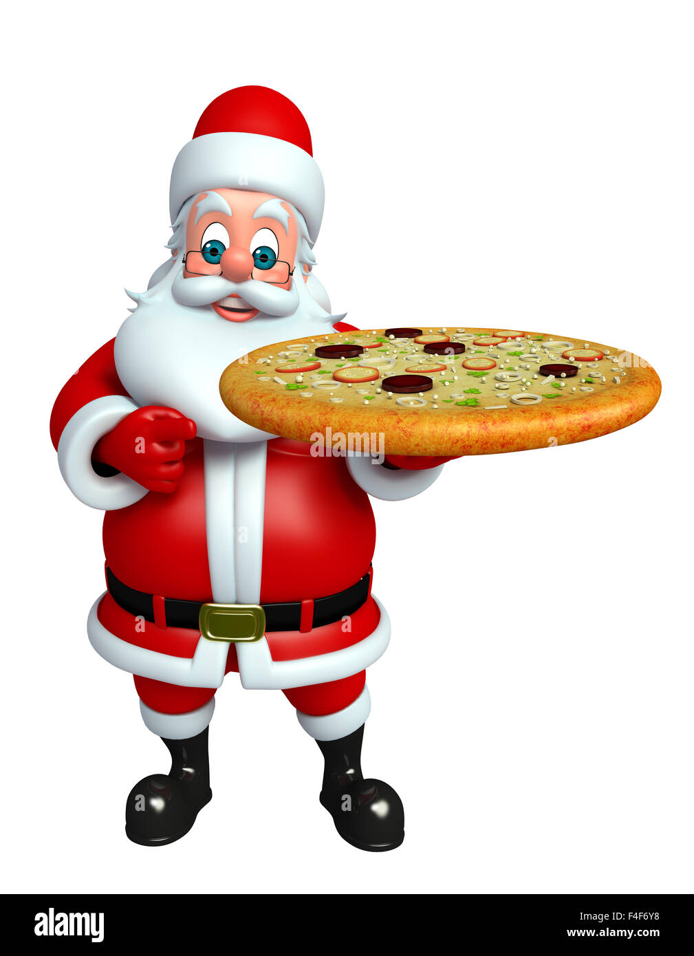 3d rendered illustration of santa claus with pizza Stock Photo - Alamy
