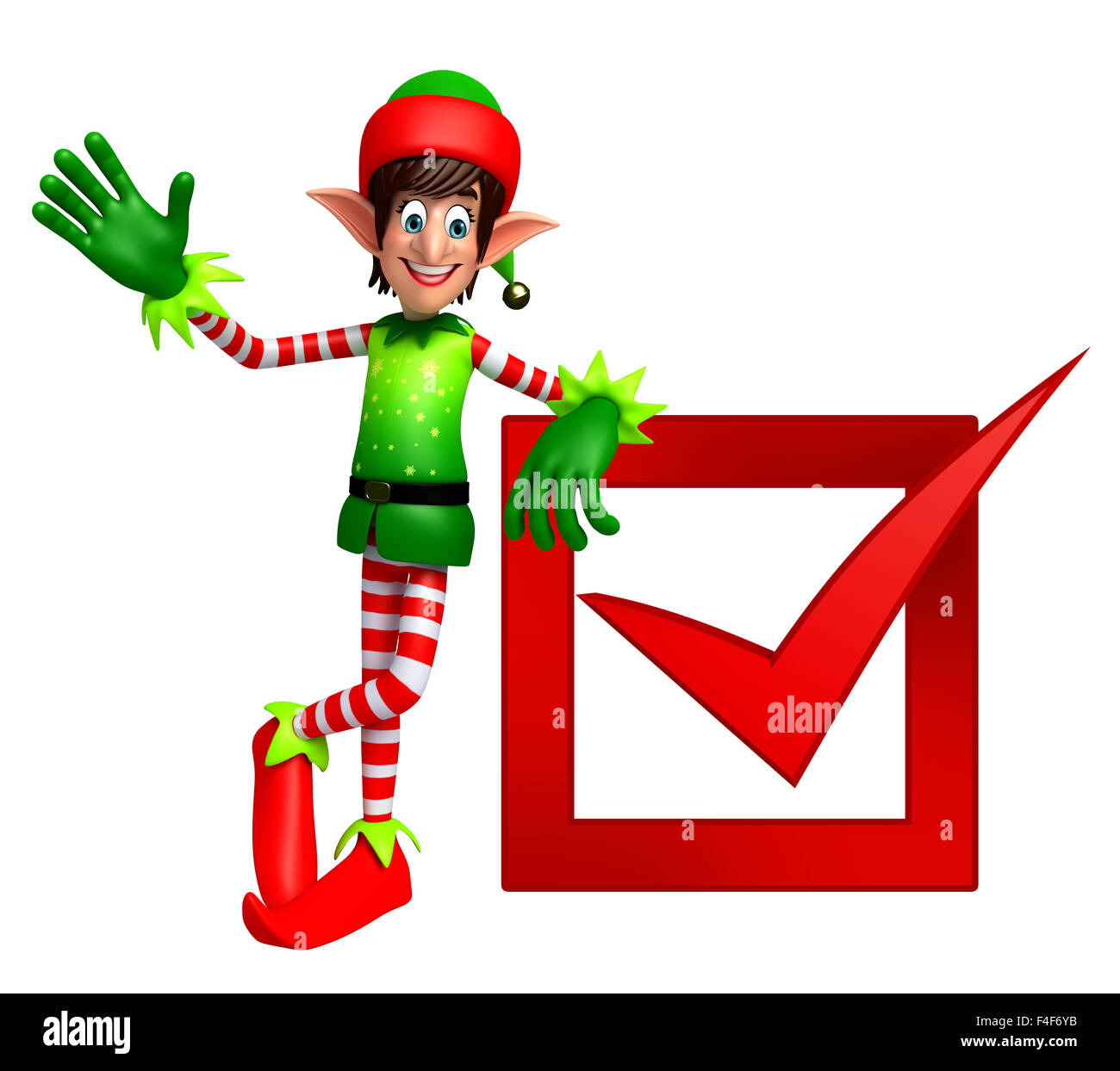 3d rendered illustration of elves with right sign Stock Photo - Alamy