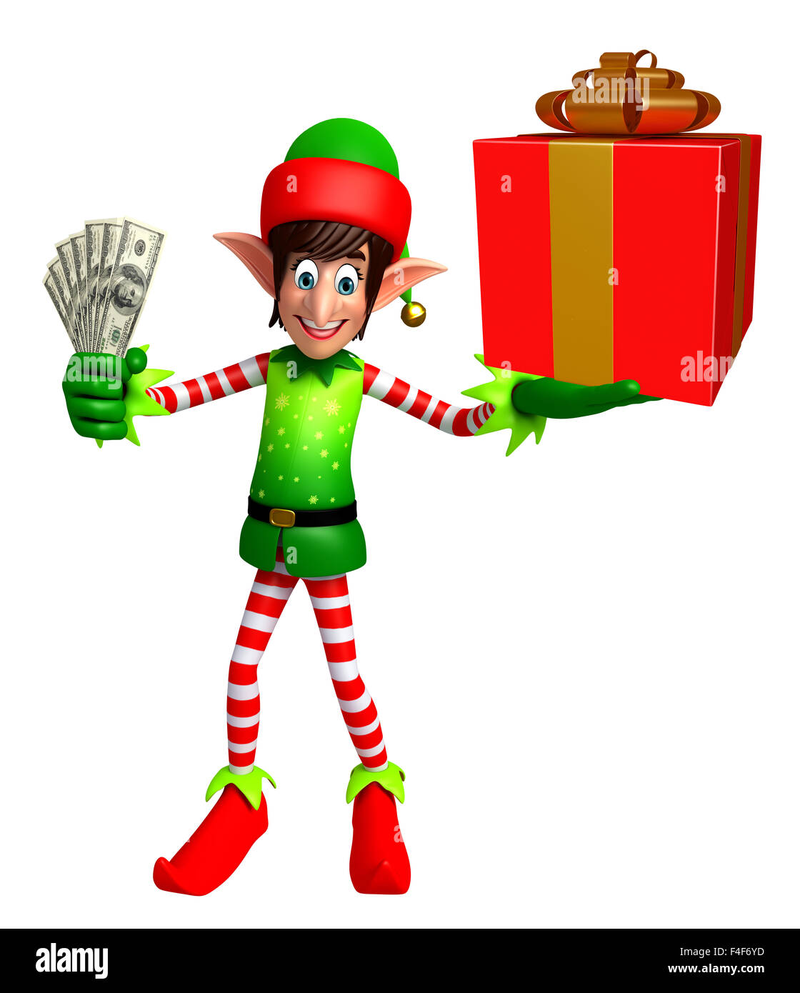 3d rendered illustration of elves with gift box Stock Photo - Alamy