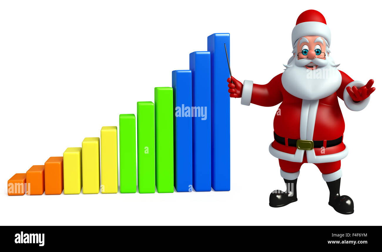 3d rendered illustration of santa claus with business graph Stock Photo ...