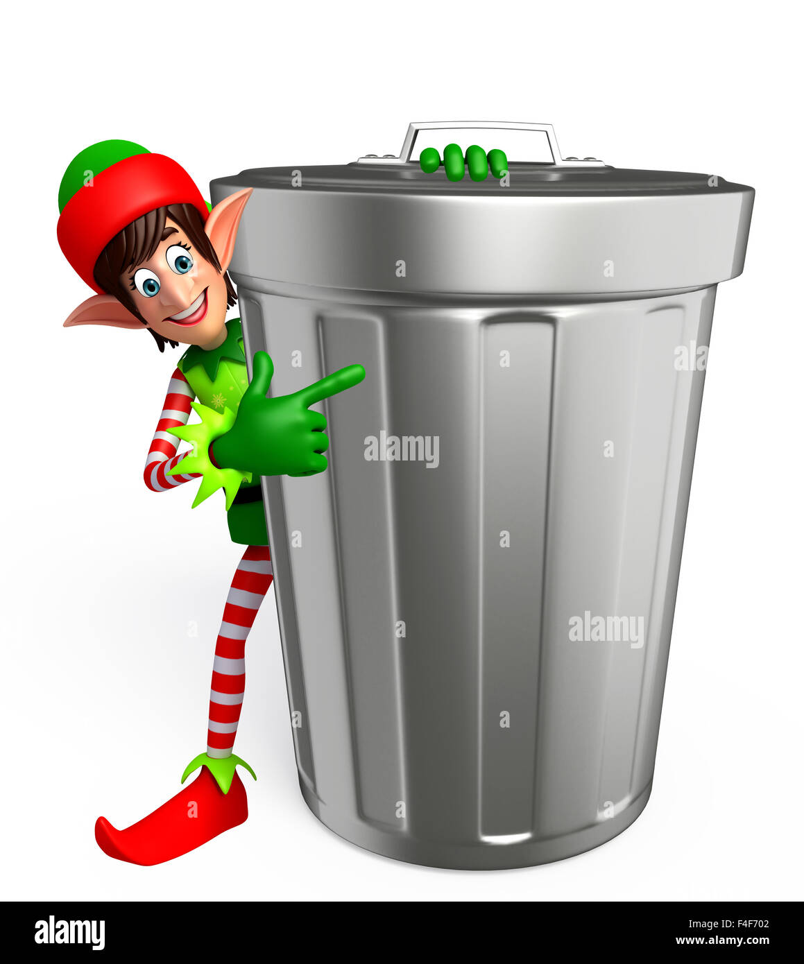 3d rendered illustration of elves with dust bin Stock Photo - Alamy
