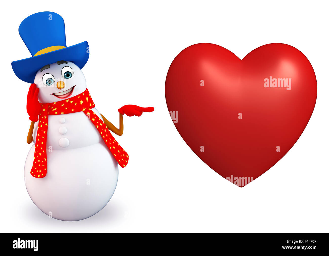 3d rendered illustration of snowman with heart shape Stock Photo - Alamy