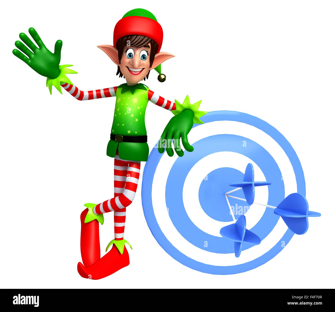 3d rendered illustration of elves with target board Stock Photo - Alamy