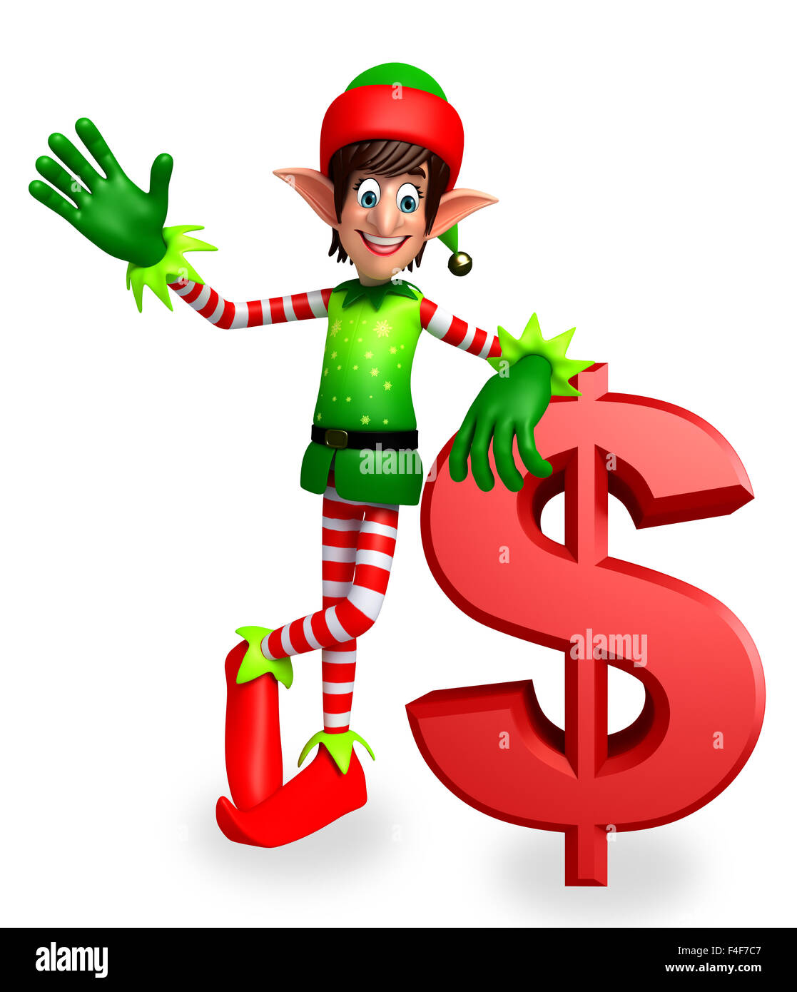 3d rendered illustration of elves with dollar Stock Photo - Alamy