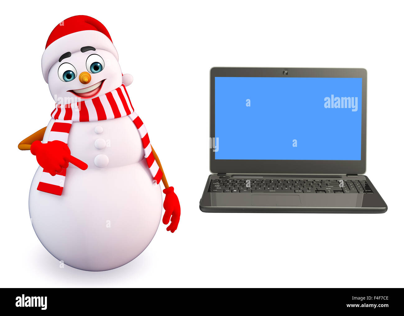 3d rendered illustration of snowman with laptop Stock Photo - Alamy