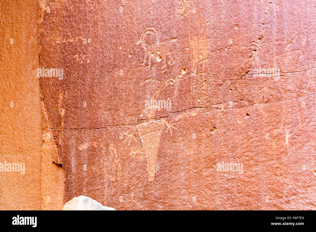 USA, Utah, Capitol Reef National Park, Fremont petroglyphs Stock Photo ...