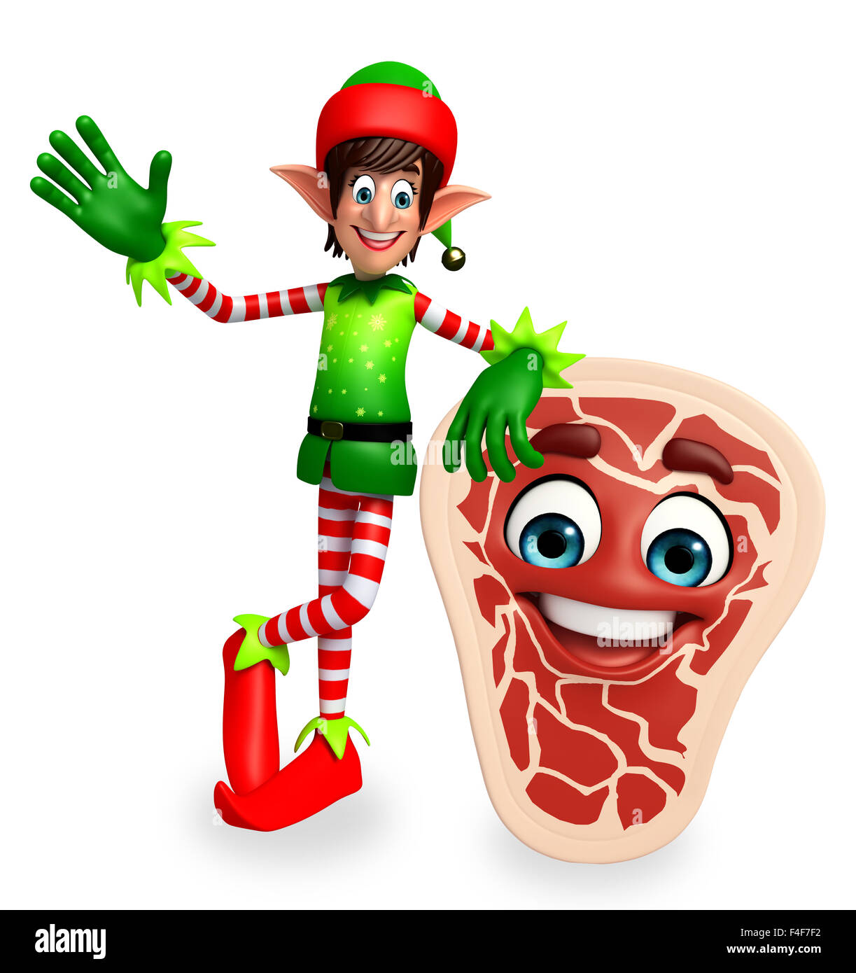 3d rendered illustration of elves with meat steak Stock Photo - Alamy