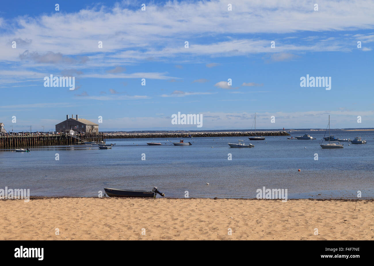 Provincetown, Massachusetts, Cape Cod pier and beach and ocean view ...