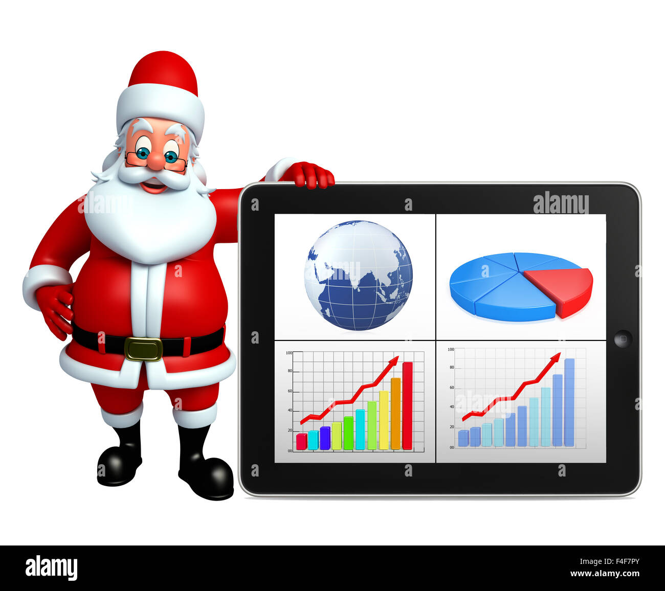 3d rendered illustration of santa claus with business graph Stock Photo ...