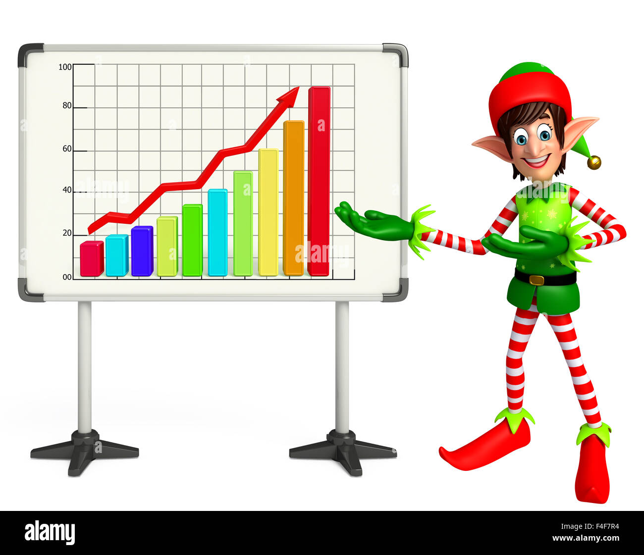 3d rendered illustration of elves with business graph Stock Photo - Alamy