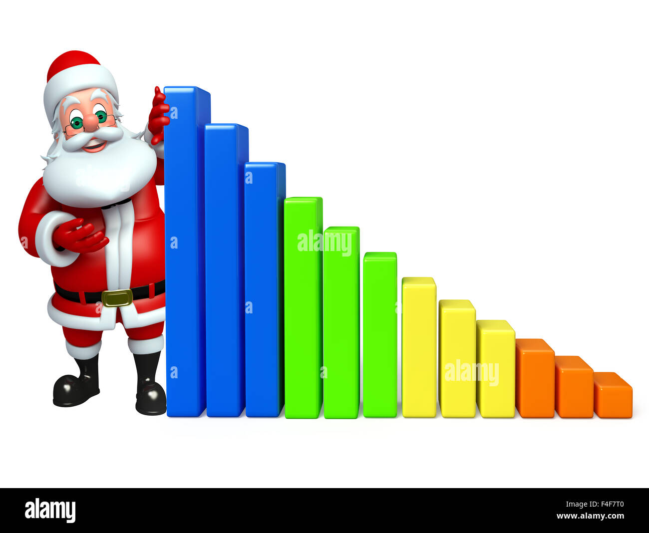 3d rendered illustration of santa claus with business graph Stock Photo ...
