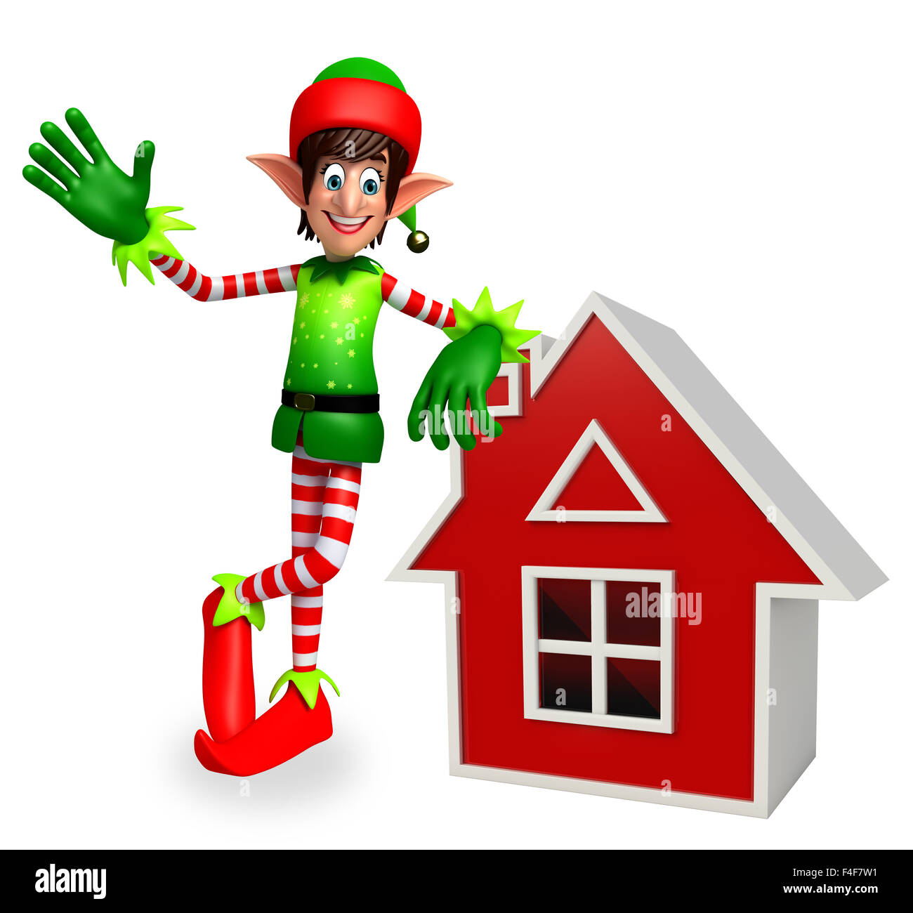 3d rendered illustration of elves with house Stock Photo - Alamy