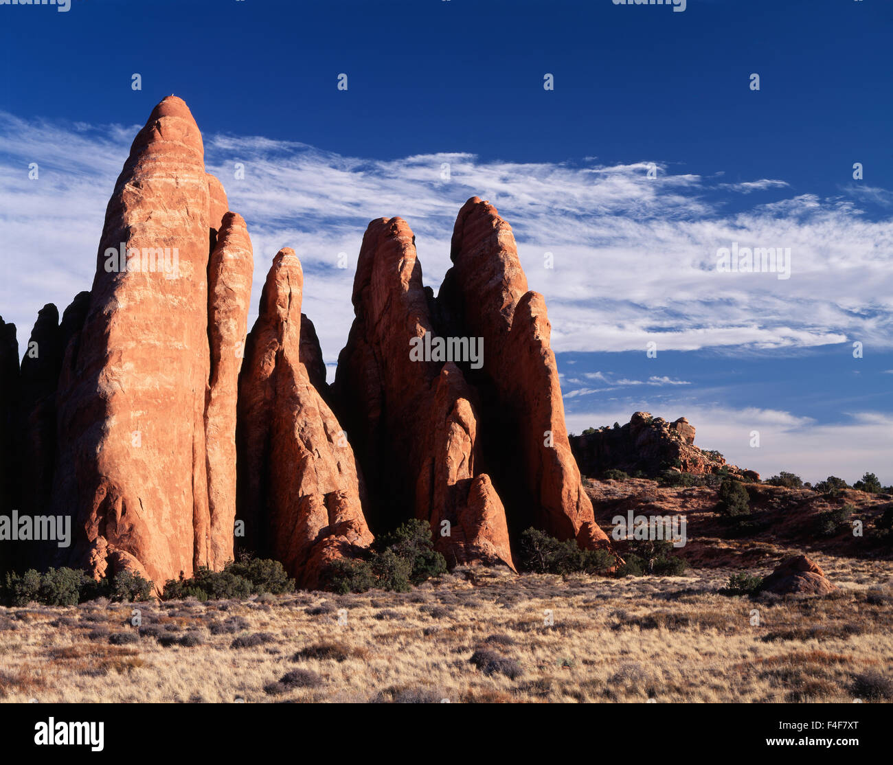 Utah, Arches National Park, Sandstone fin formations. (Large format ...