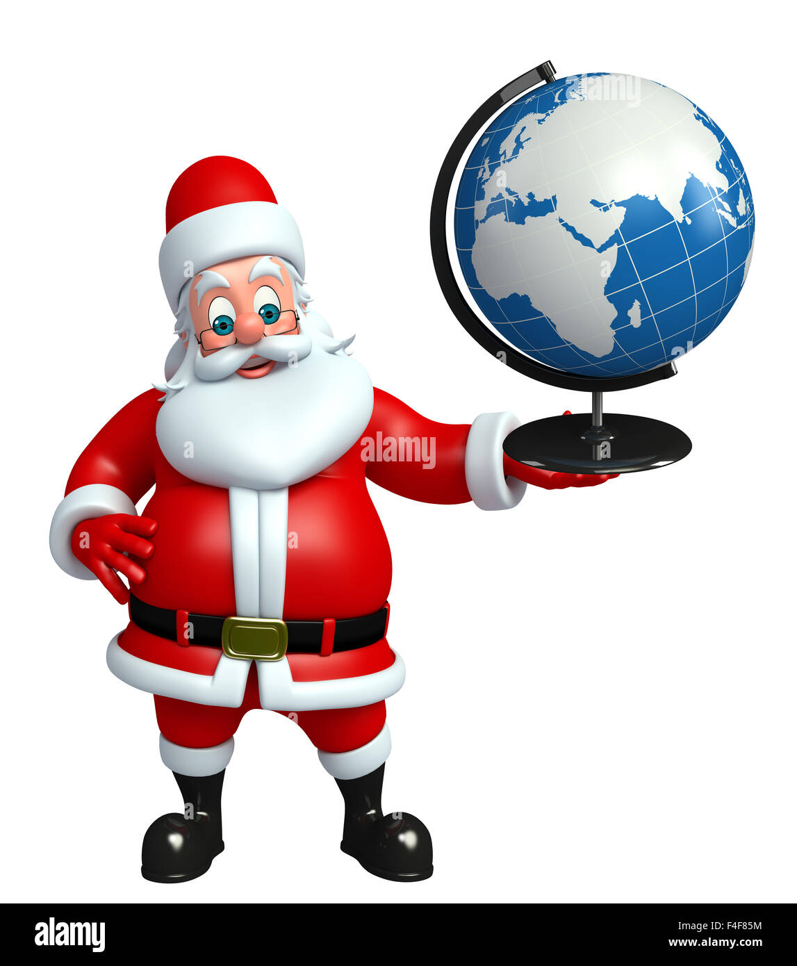 3d rendered illustration of santa claus with globe Stock Photo - Alamy