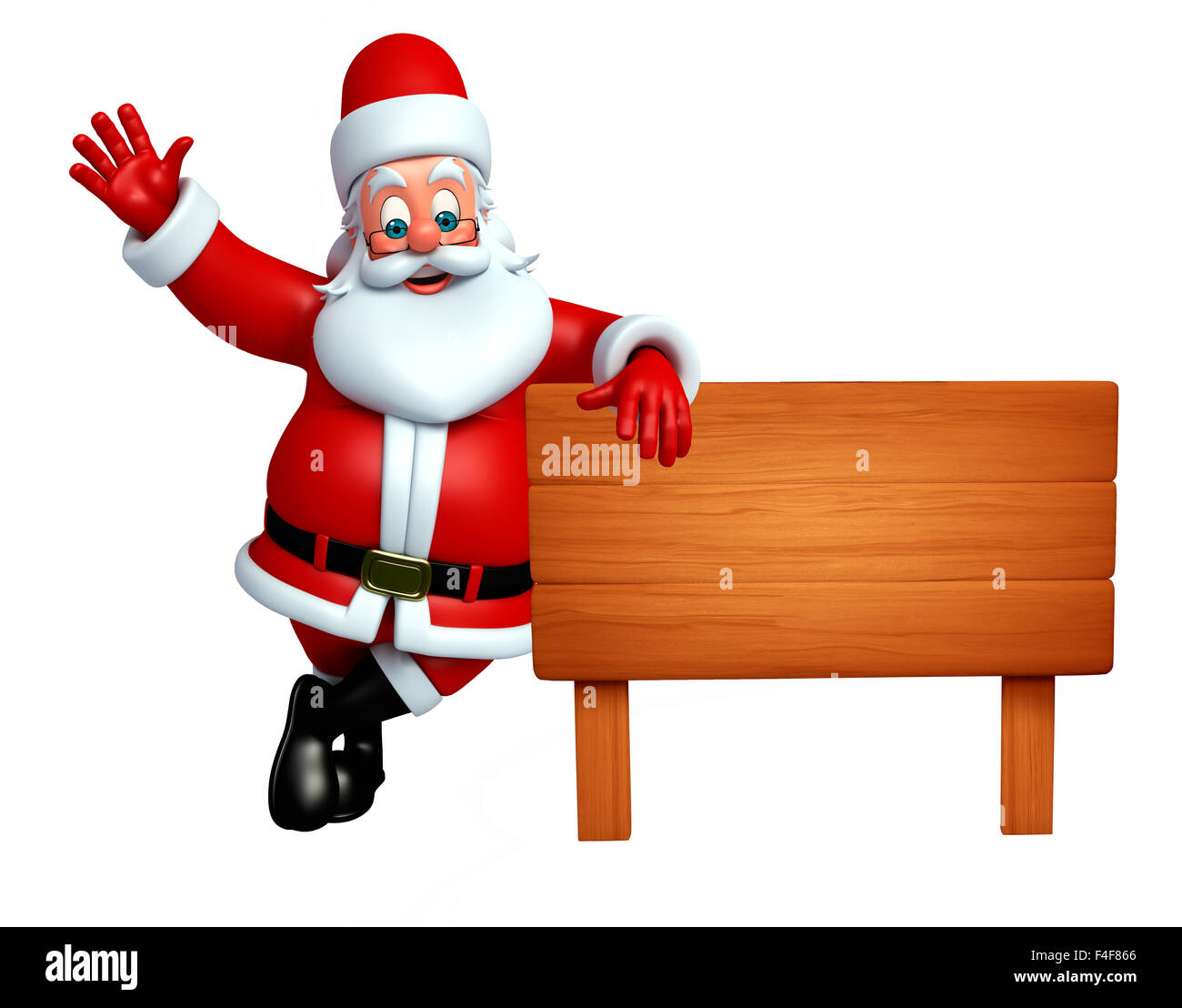 3d rendered illustration of santa claus with wooden sign Stock Photo ...